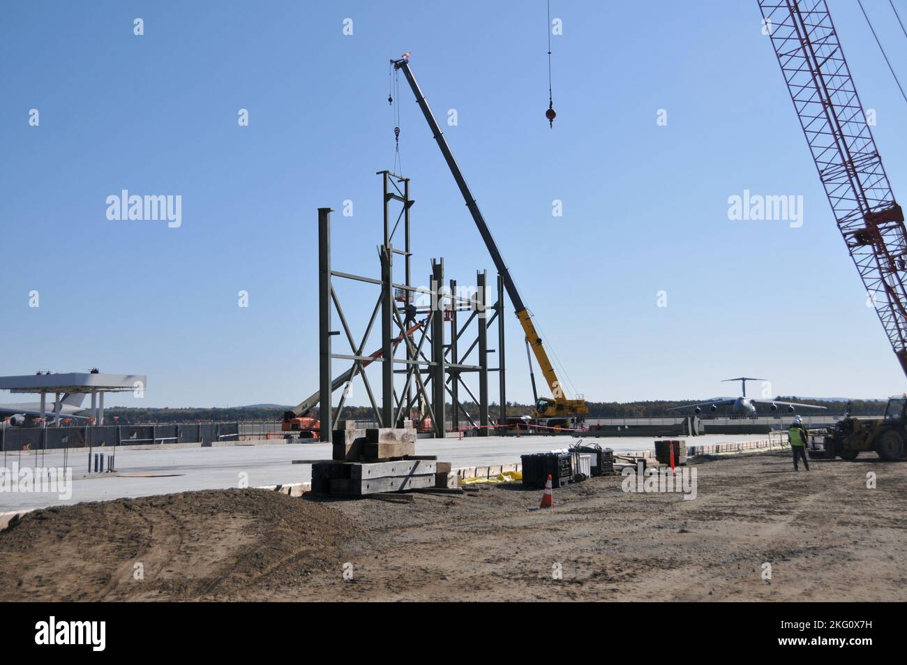Walk around of the construction site for the new Westover Riso Hangar ...