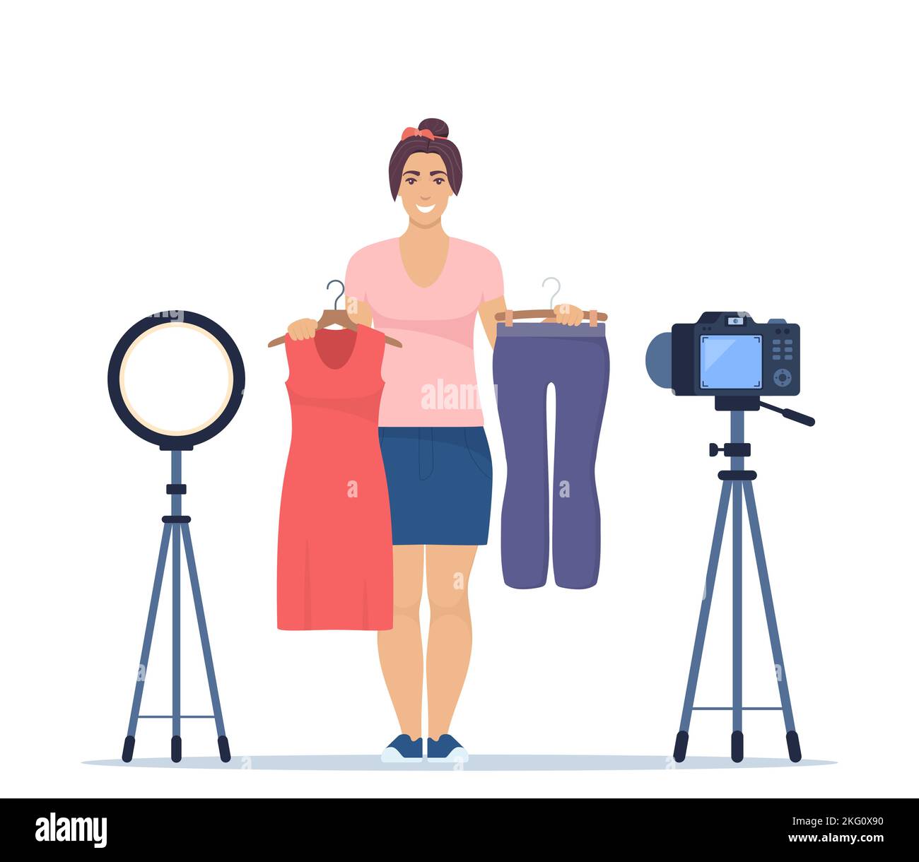 Female blogger influencer records video hi-res stock photography and ...