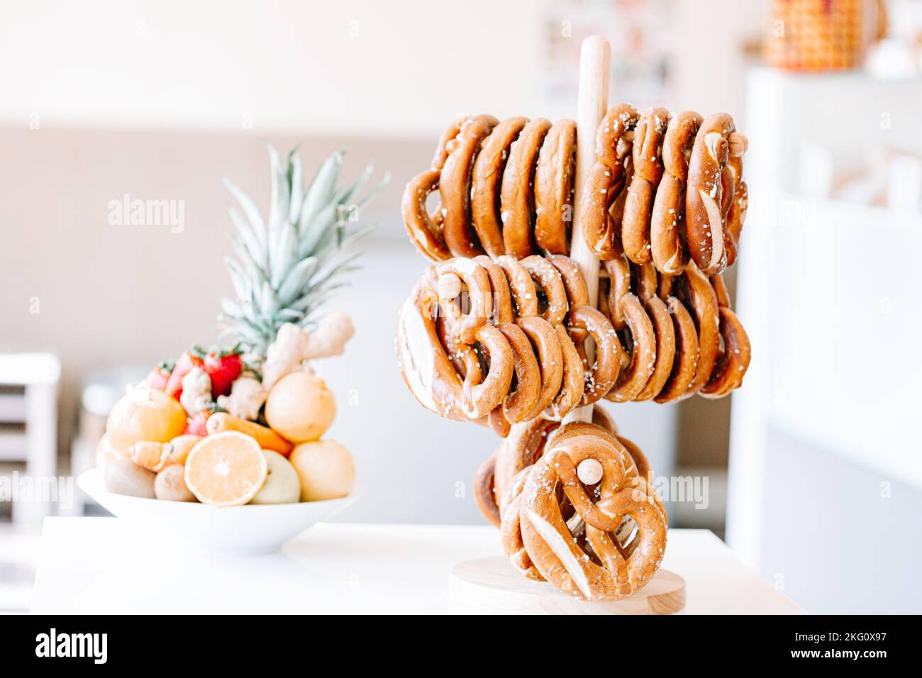 Traditional German savory lye pretzel with salt Stock Photo - Alamy