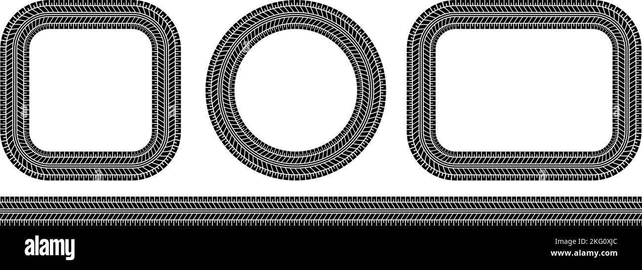 Auto tire tread rectangle and circle frame. Car and motorcycle tire ...