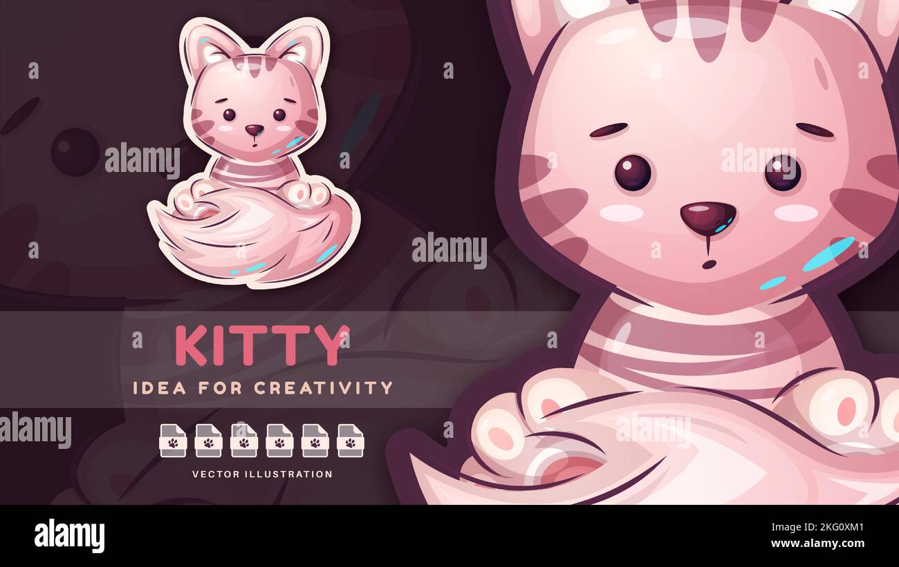 Sticker snake cartoon character adorable cat, pretty animal idea for ...