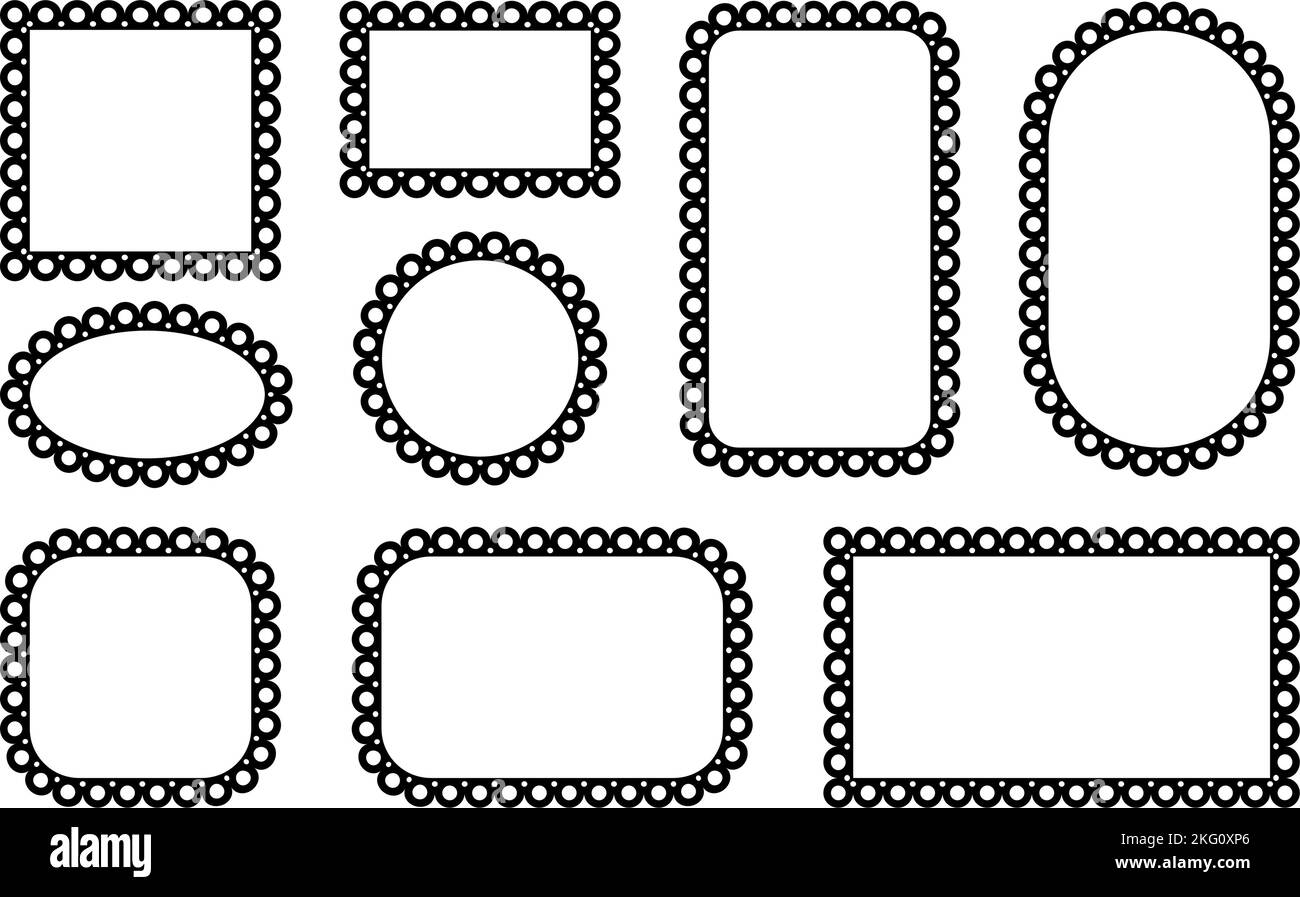 Circle and square scalloped frames. Scalloped edge rectangle and ...
