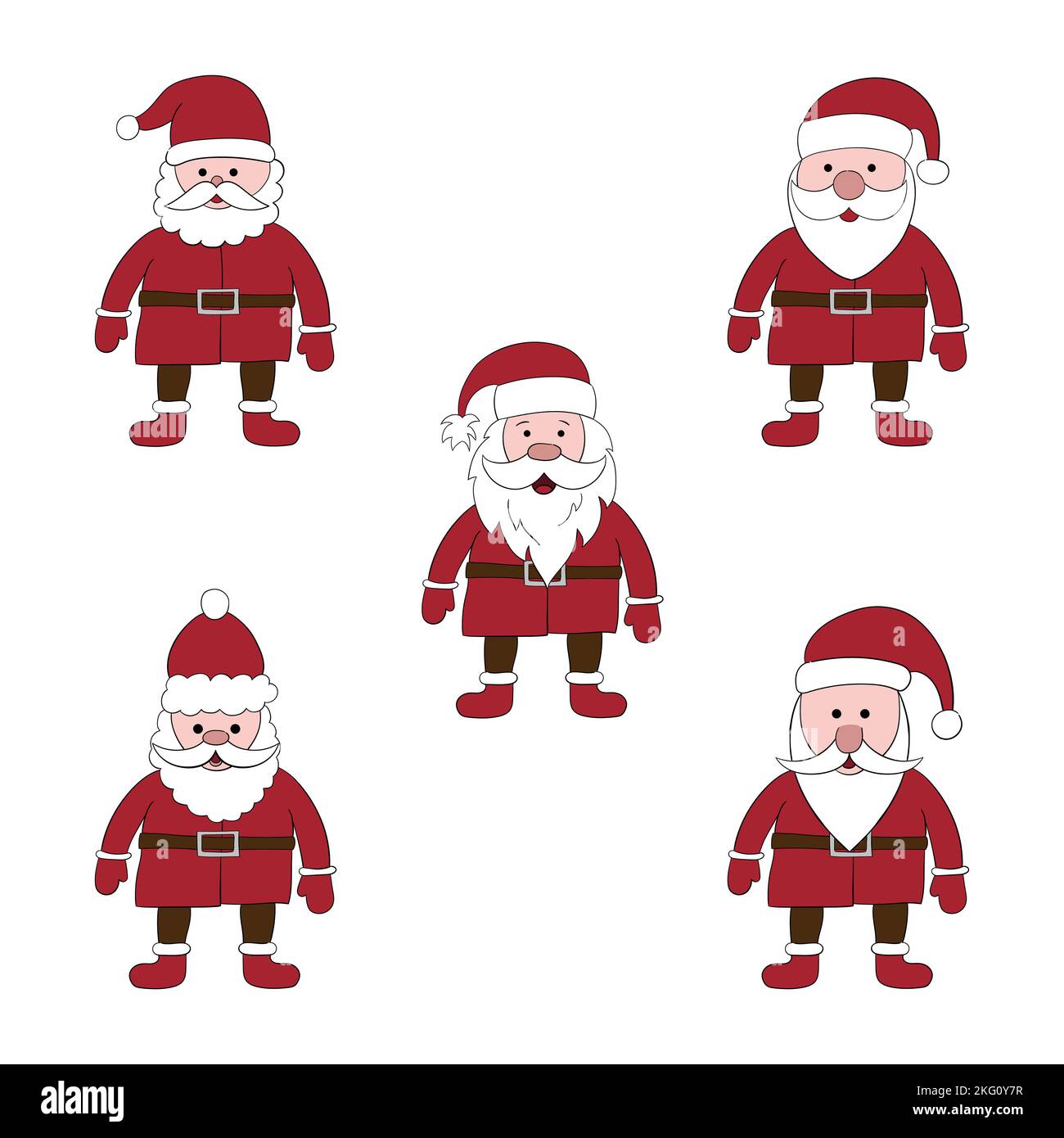 Santa set, vector doodle illustration on white background Stock Vector ...