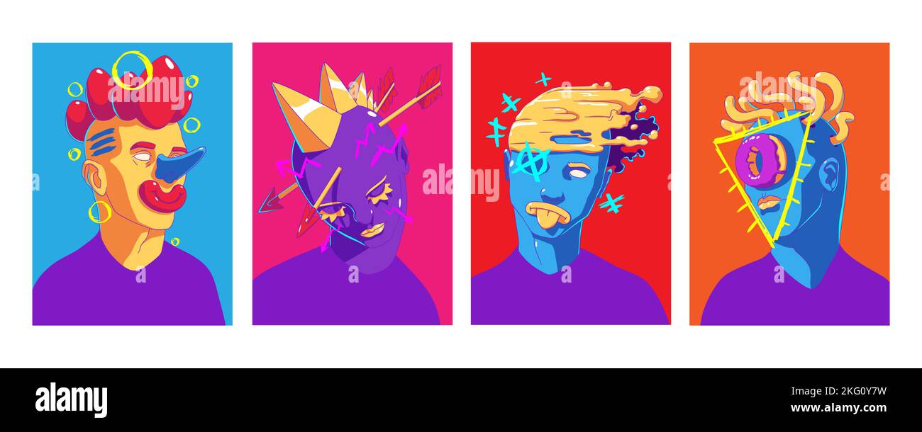 Abstract portraits in trendy contemporary style. Creative modern art ...