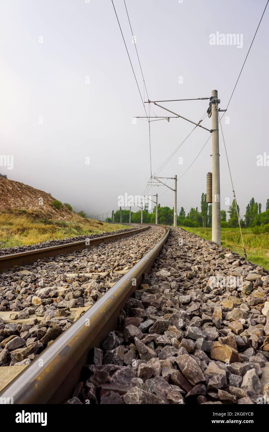 Vertical shot railroad track hi-res stock photography and images - Alamy