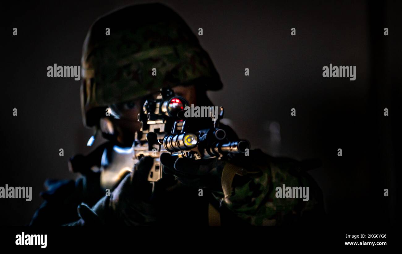 A Japanese Ground Self-Defense Force (JGSDF) soldier conducts close ...