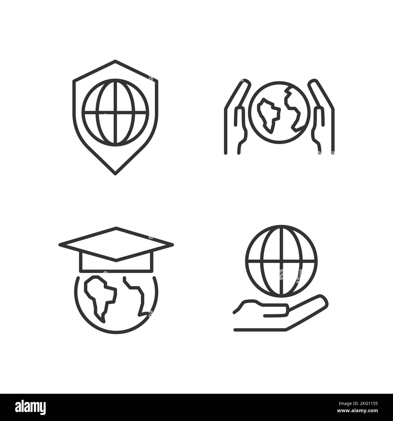 Save planet pixel perfect linear icons set Stock Vector Image & Art - Alamy