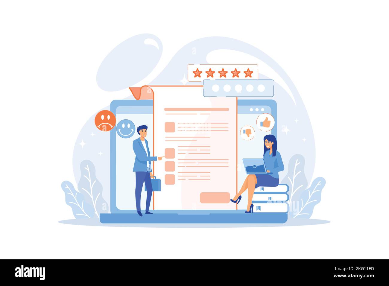 Clients review flat vector illustration. Customer experience, survey ...