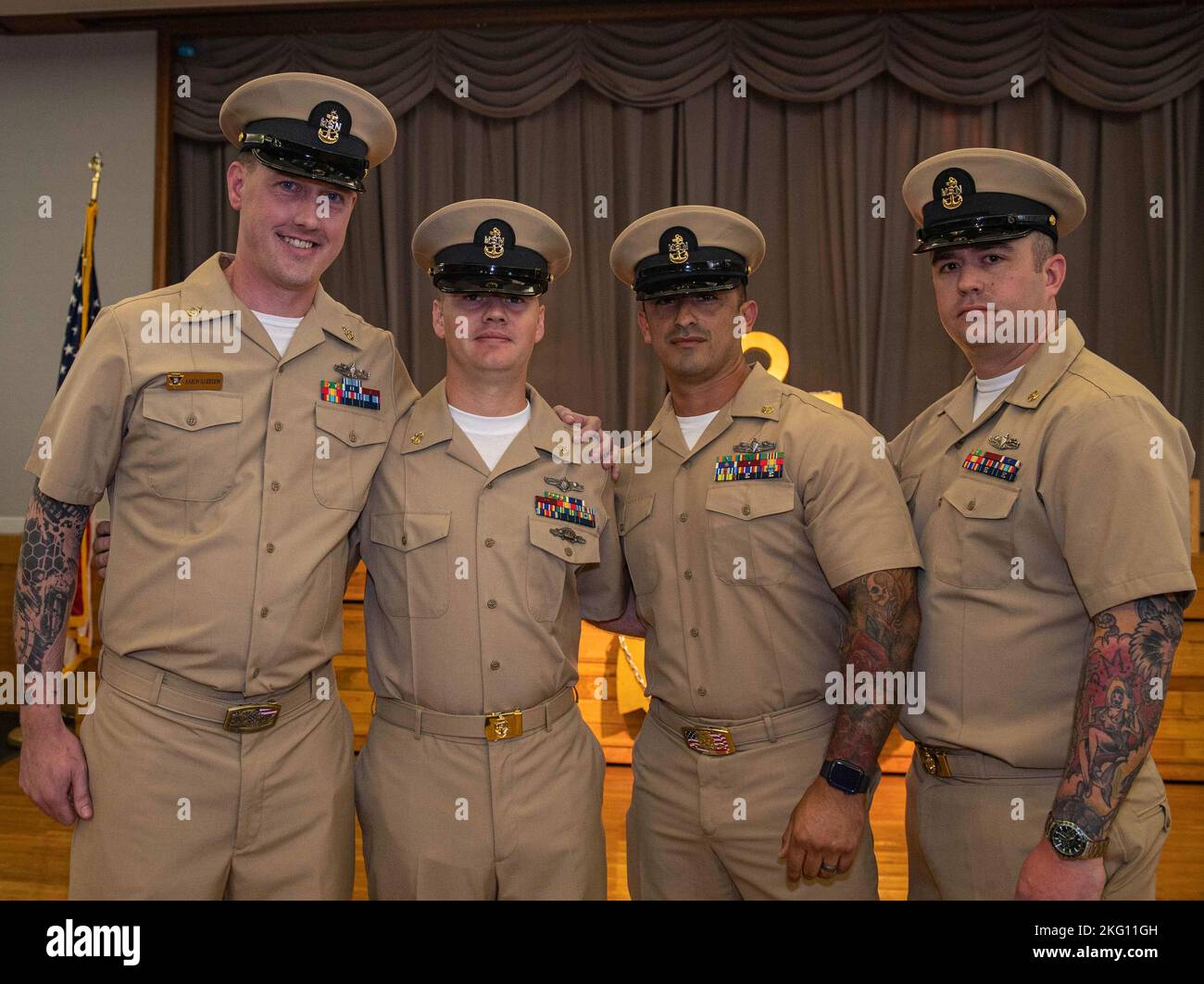 Chief Aerographers Mate Joshua Smart, assigned to Mine Countermeasures Squadron 7, poses for a ...