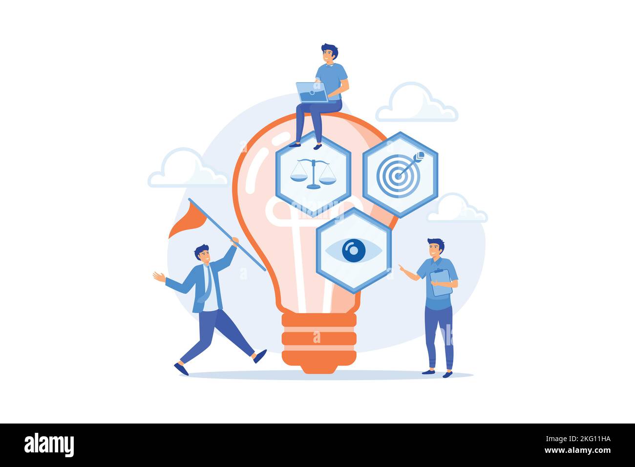 SEO analysis, management flat vector illustration. Target marketing ...