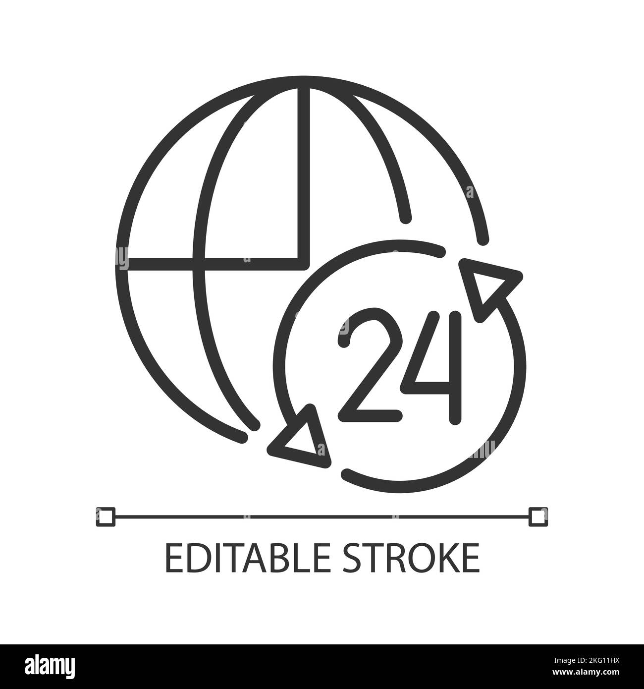 Nonstop worldwide support service pixel perfect linear icon Stock ...