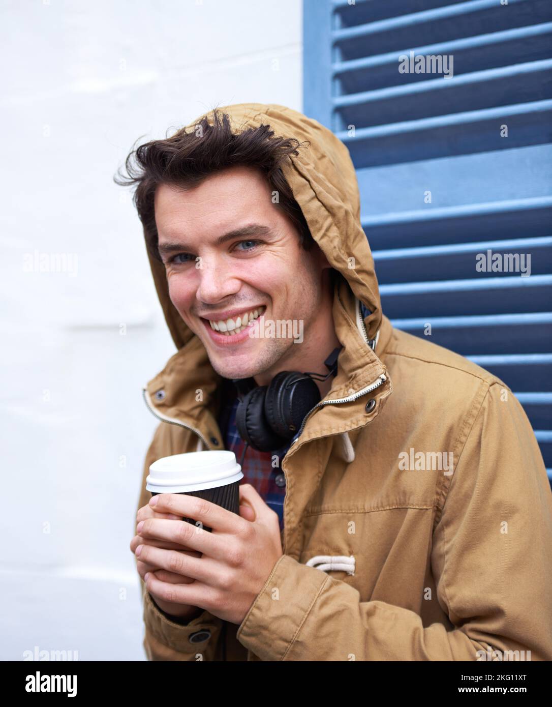 Dear Coffee, you are so beautiful to me. a handsome young man standing ...