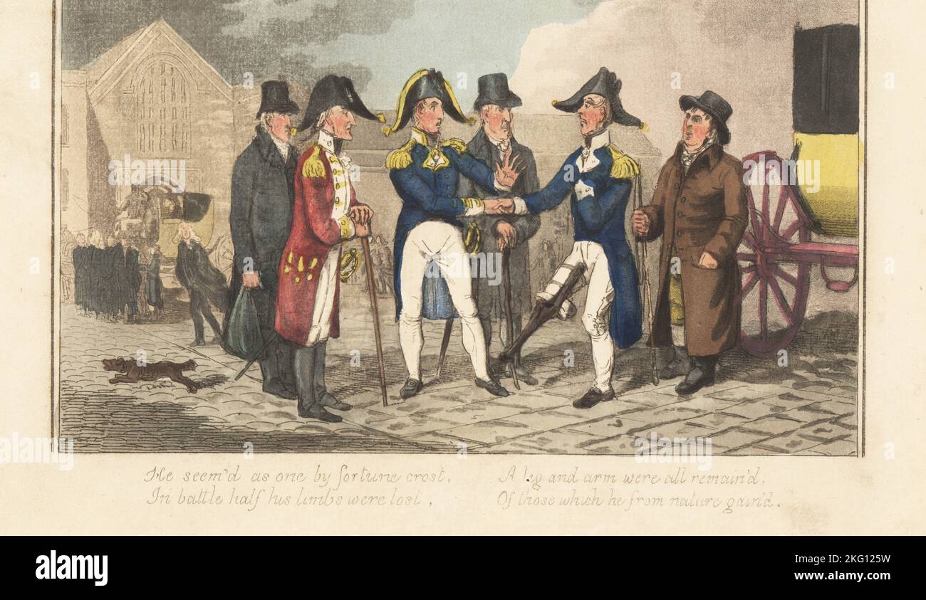 An English naval officer meeting a wounded veteran in a London square ...