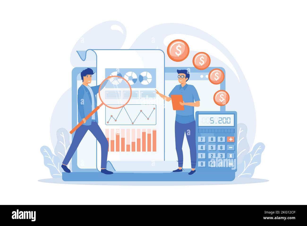 Business analytics flat vector illustration. Marketing metrics, data ... Business analytics flat vector illustration. Marketing metrics, data ...