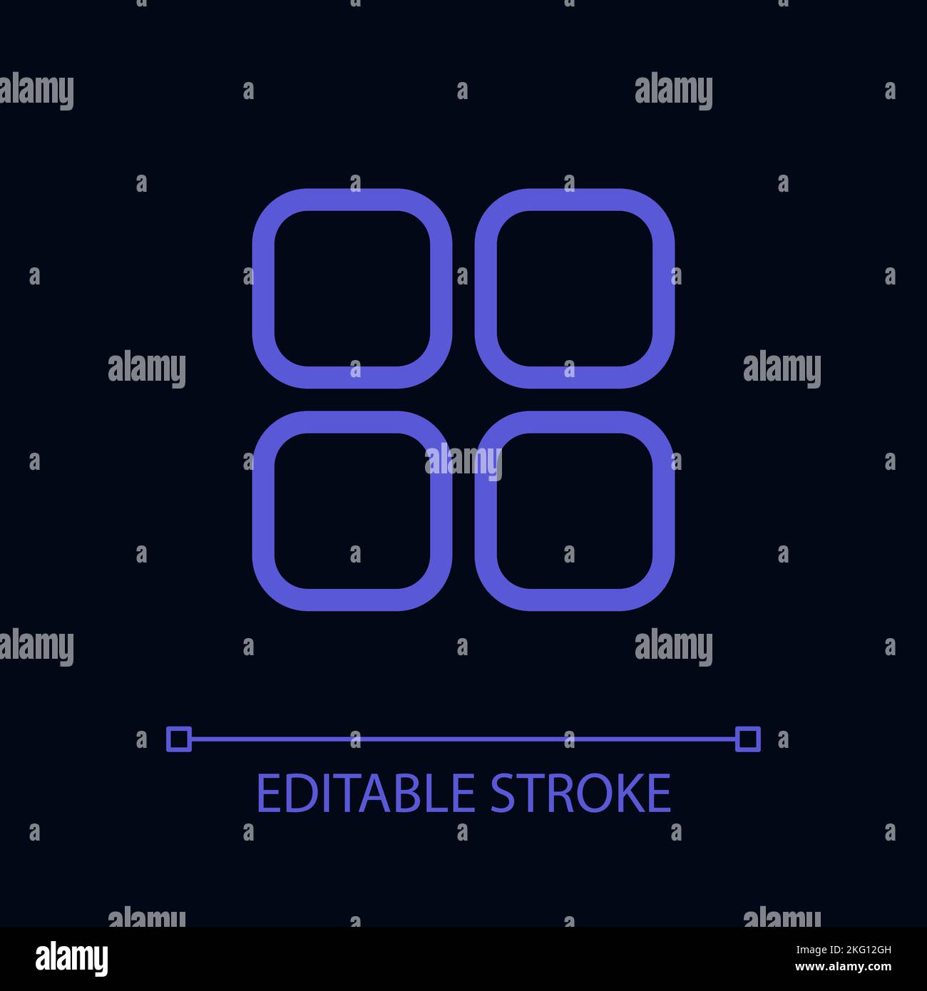 Mobile app menu pixel perfect color linear ui icon for dark theme Stock ...