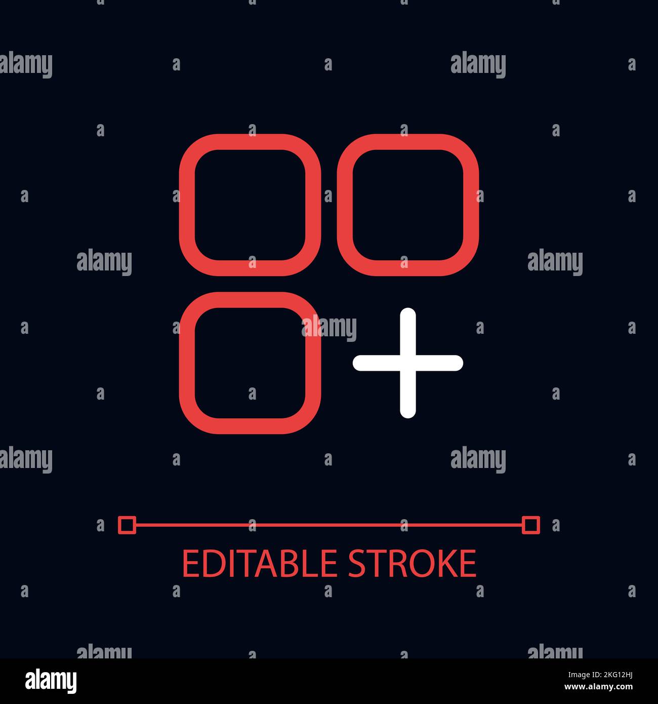 Menu with add option pixel perfect color linear ui icon for dark theme Stock Vector Image & Art ...