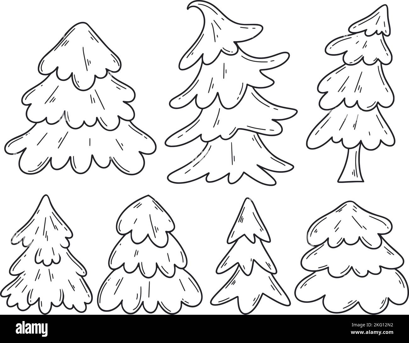 Christmas trees doodle set vector illustration Stock Vector Image & Art ...
