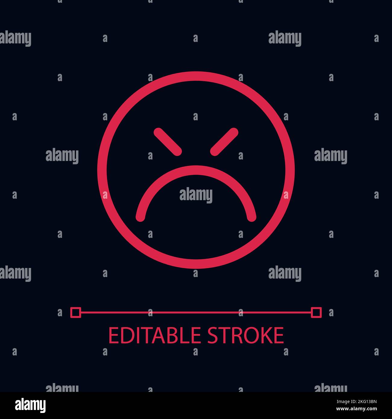 Mad emoticon pixel perfect color linear ui icon for dark theme Stock ...