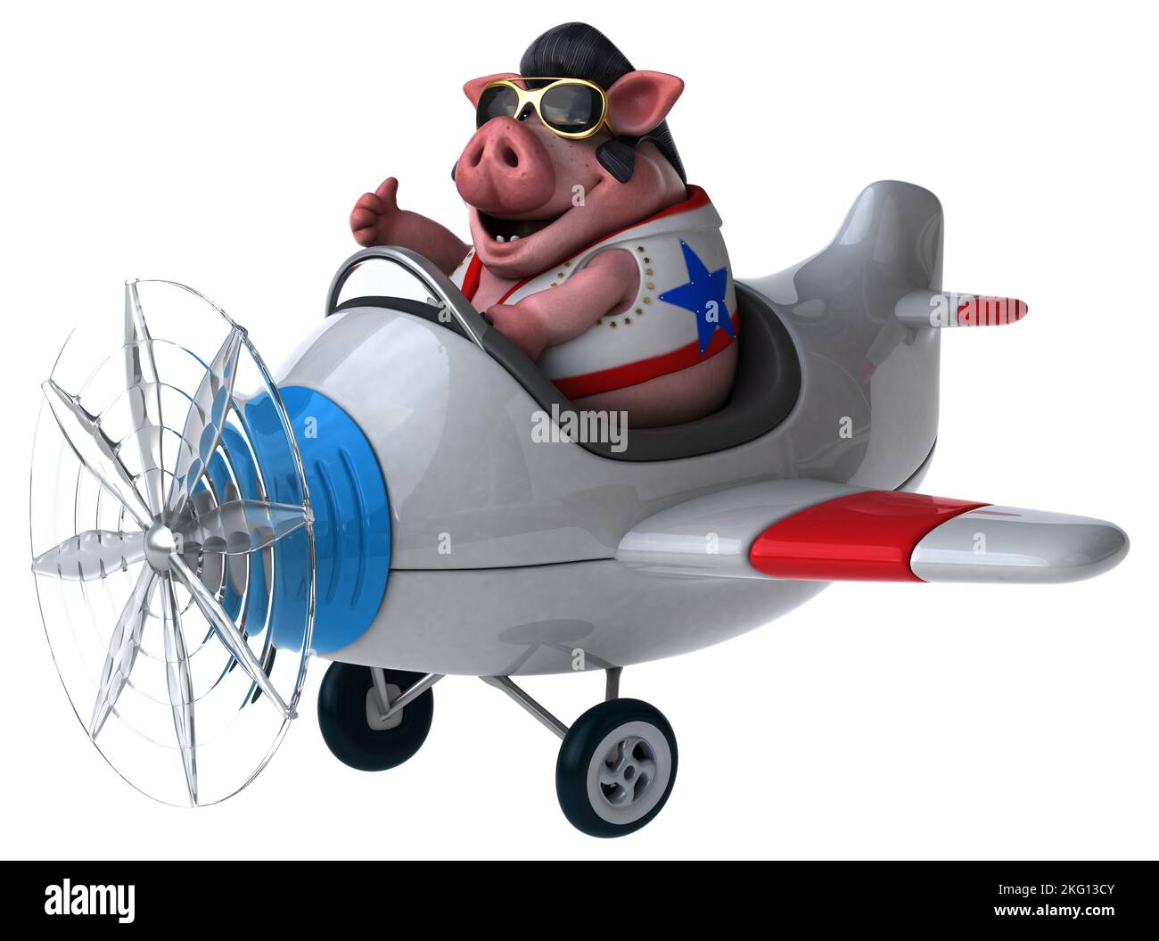 Fun 3D cartoon illustration of a pig rocker Stock Photo - Alamy