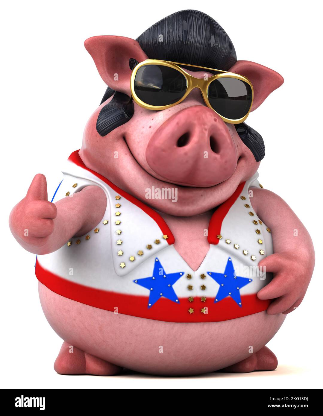 Fun 3D cartoon illustration of a pig rocker Stock Photo - Alamy