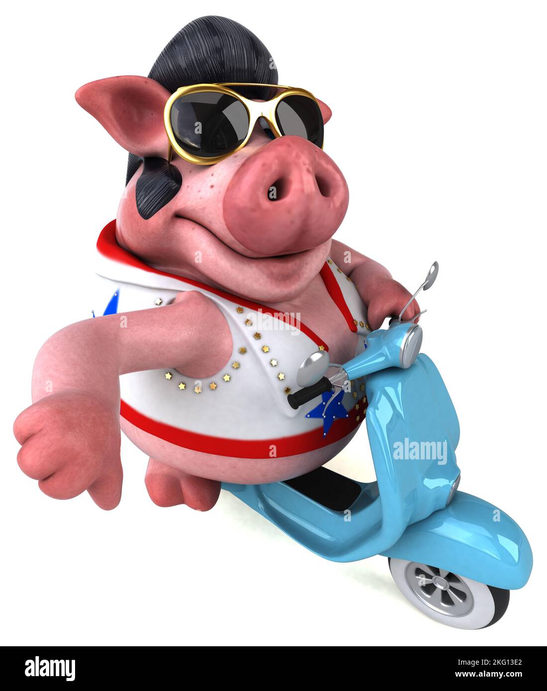 Fun 3D cartoon illustration of a pig rocker Stock Photo - Alamy
