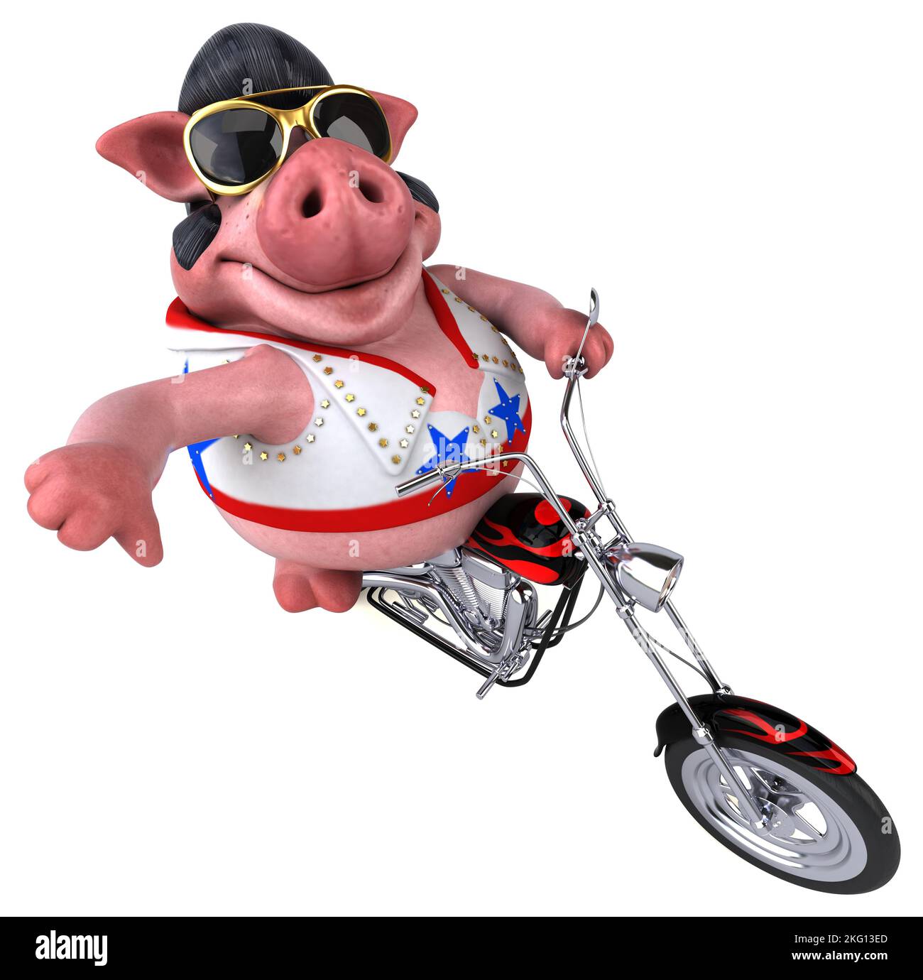 Fun 3D cartoon illustration of a pig rocker Stock Photo - Alamy
