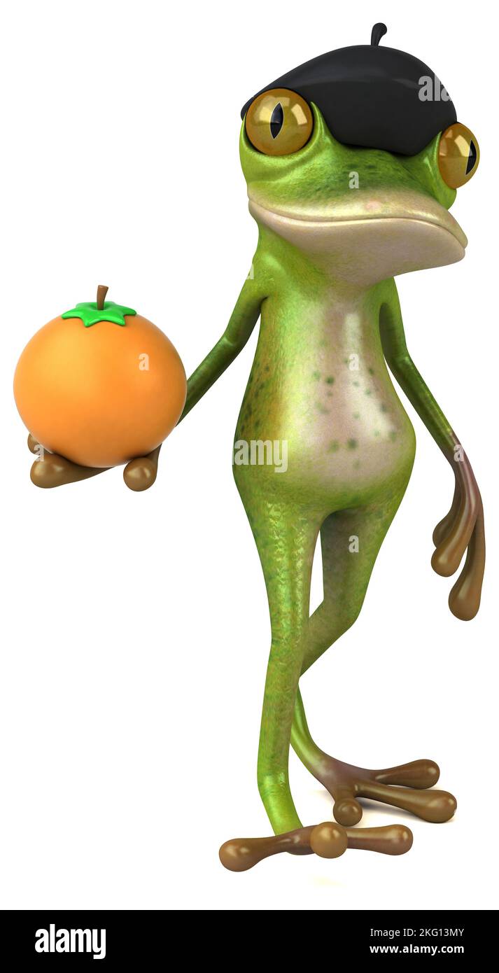 Fun french frog - 3D Illustration Stock Photo - Alamy