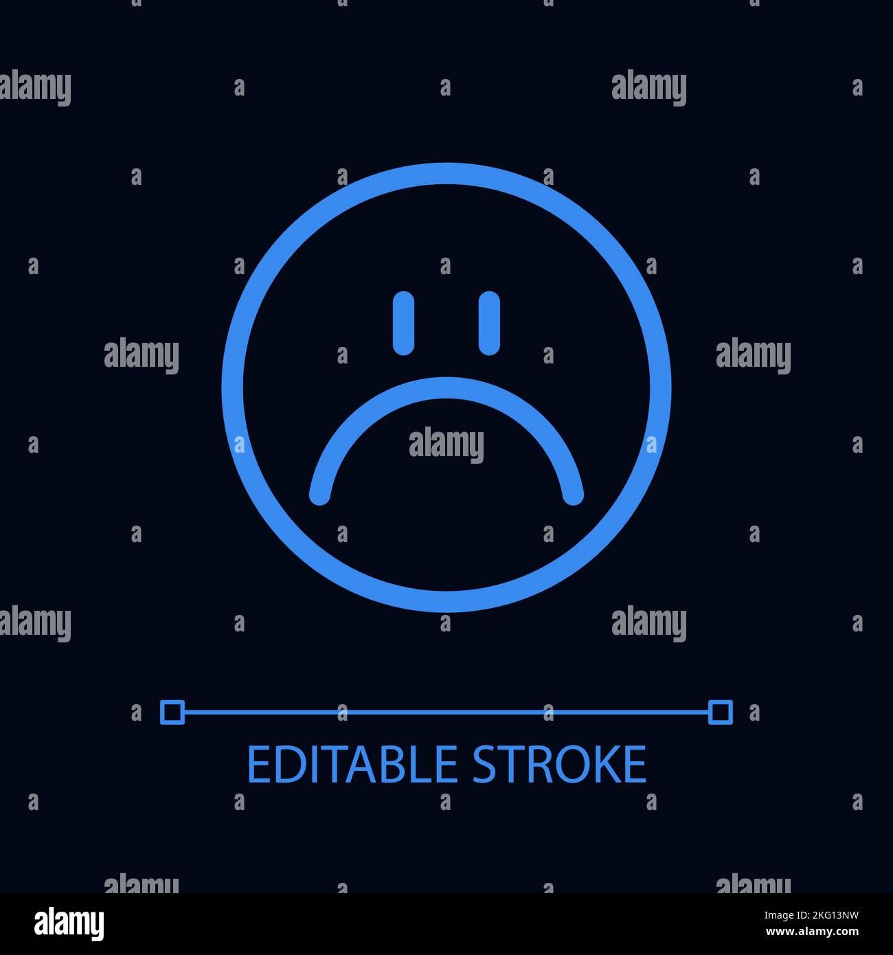 Sad emoji pixel perfect color linear ui icon for dark theme Stock ...