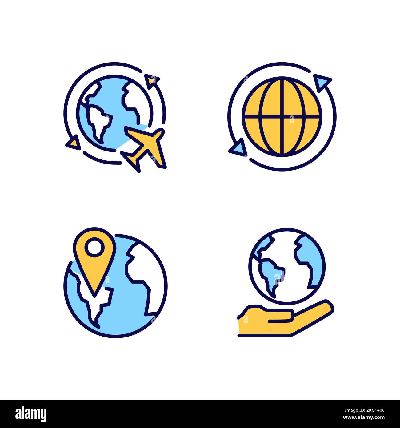 Travel around world pixel perfect RGB color icons set Stock Vector ...