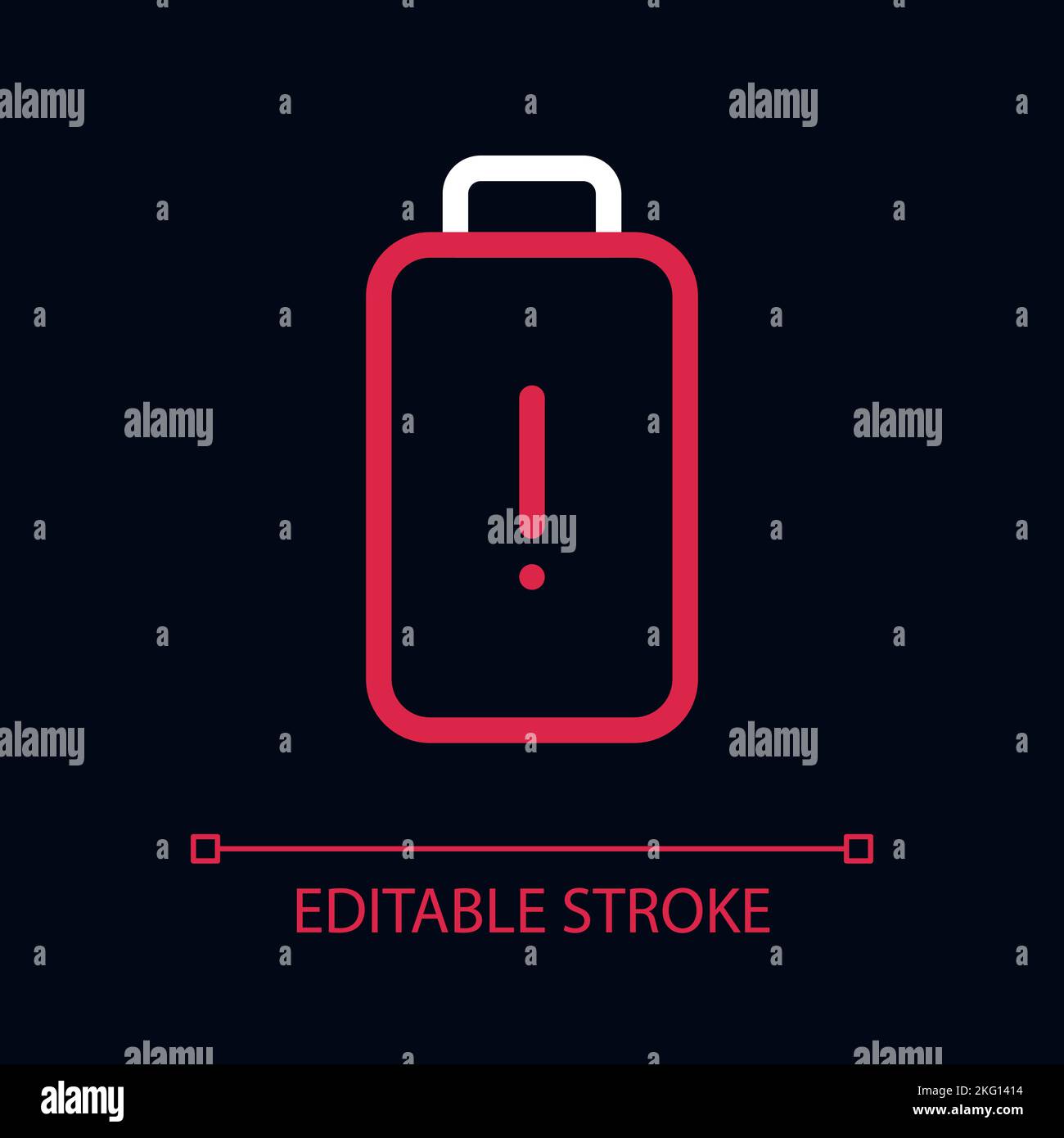 Low battery level pixel perfect color linear ui icon for dark theme ...