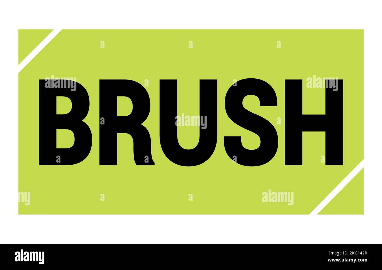 BRUSH text written on green-black rectangle stamp sign Stock Photo - Alamy