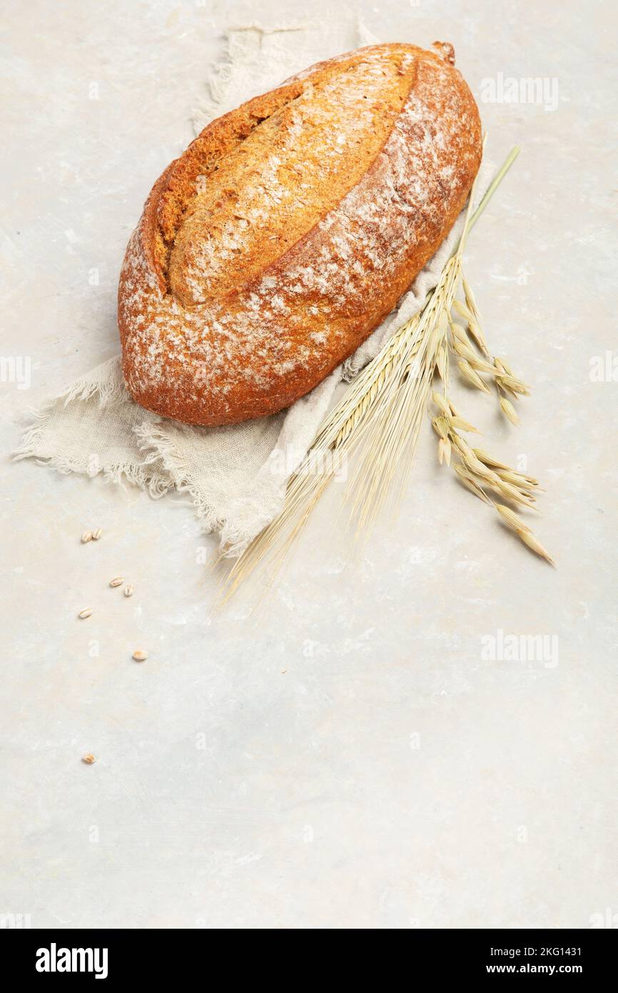 Bread assortment on neutral background. Fresh homemade pastry. Top view ...