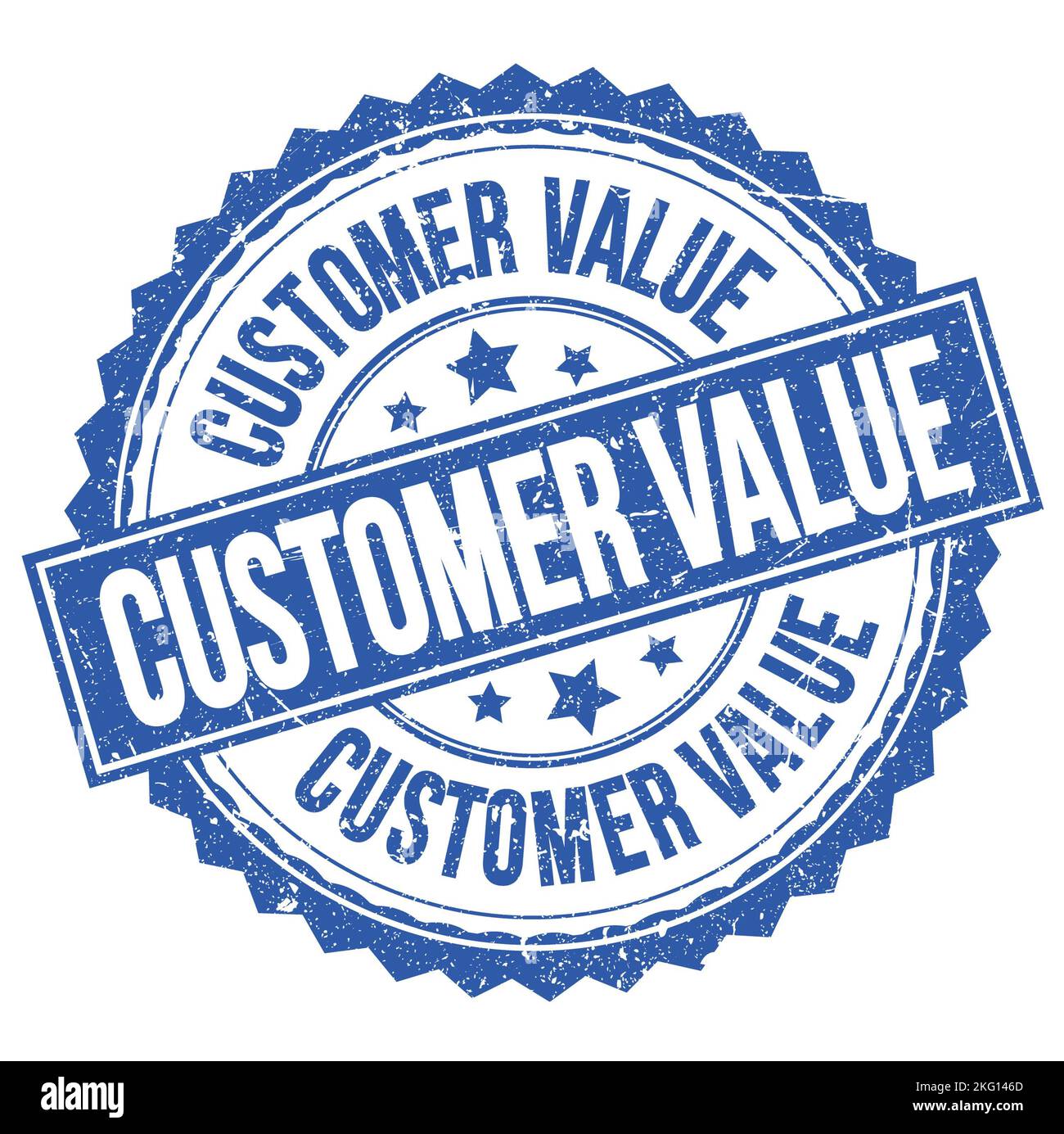 CUSTOMER VALUE text written on blue round stamp sign Stock Photo - Alamy