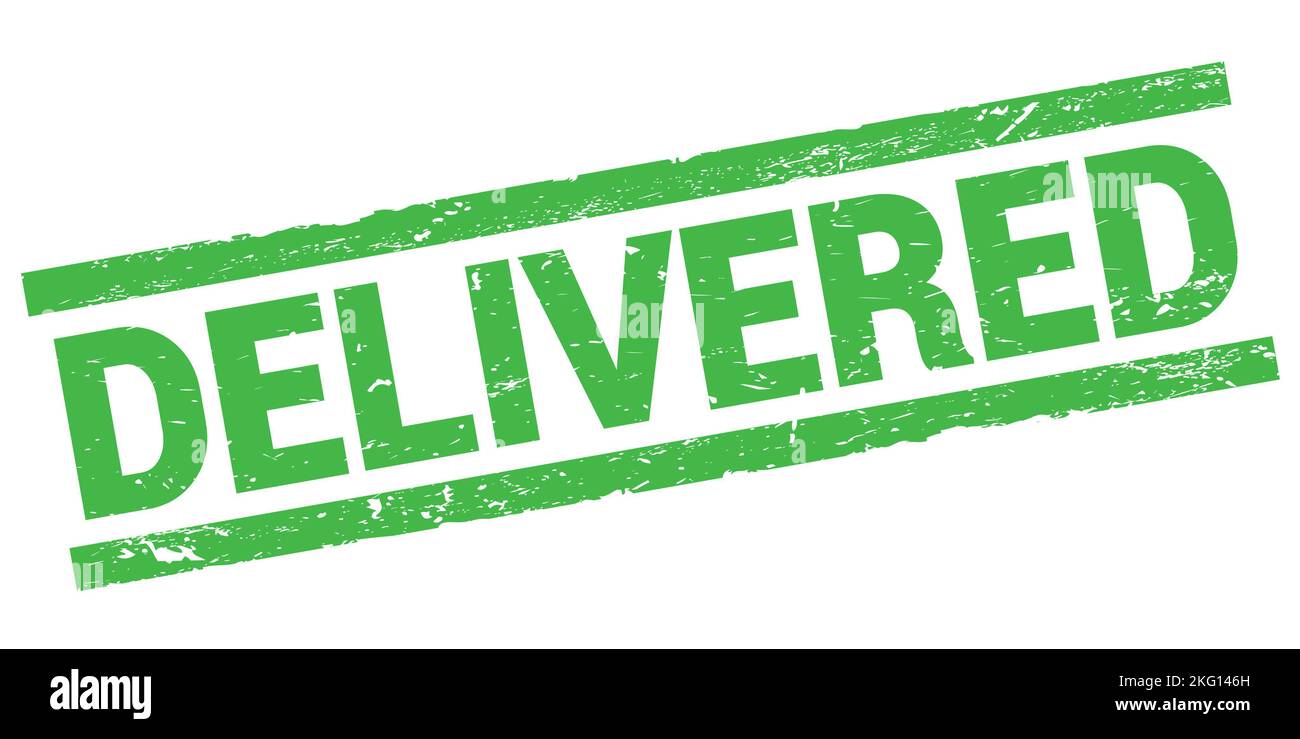 DELIVERED text written on green rectangle stamp sign Stock Photo - Alamy