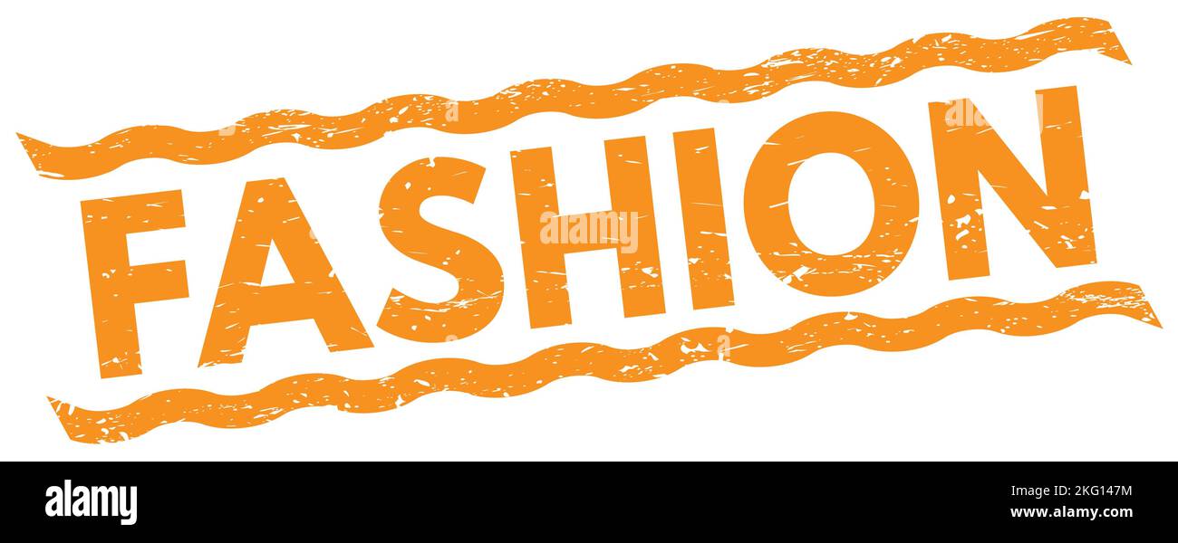 FASHION text written on orange lines stamp sign Stock Photo - Alamy