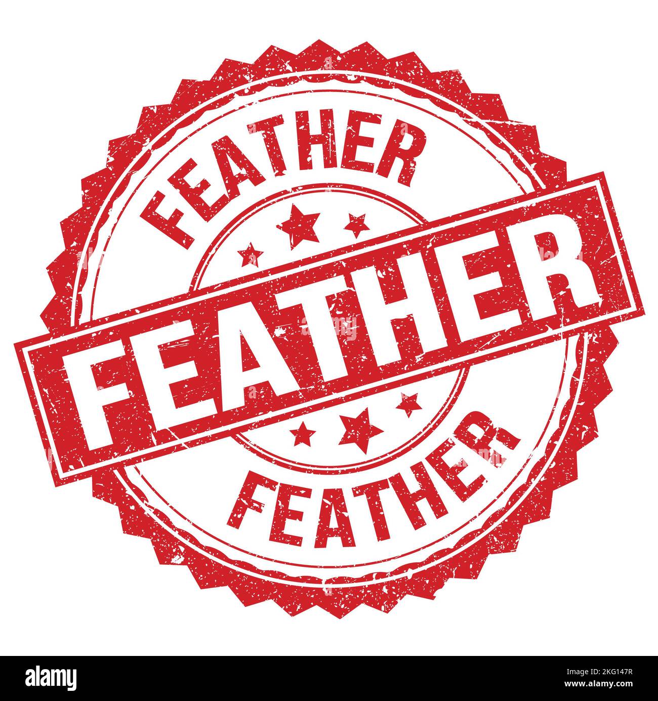 FEATHER text written on red round stamp sign Stock Photo - Alamy