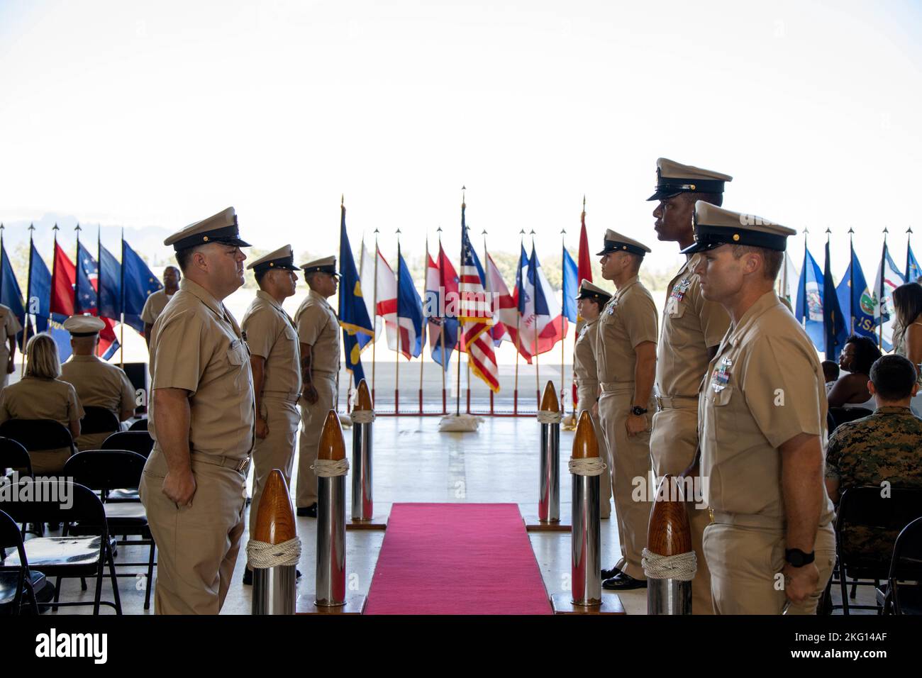 U.S. Navy Sailors participate in a chief petty officer pinning ceremony ...