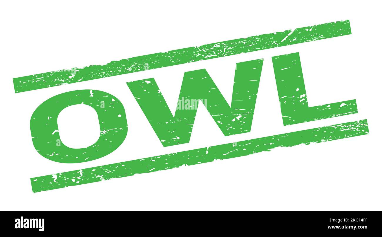 OWL text written on green rectangle stamp sign Stock Photo - Alamy