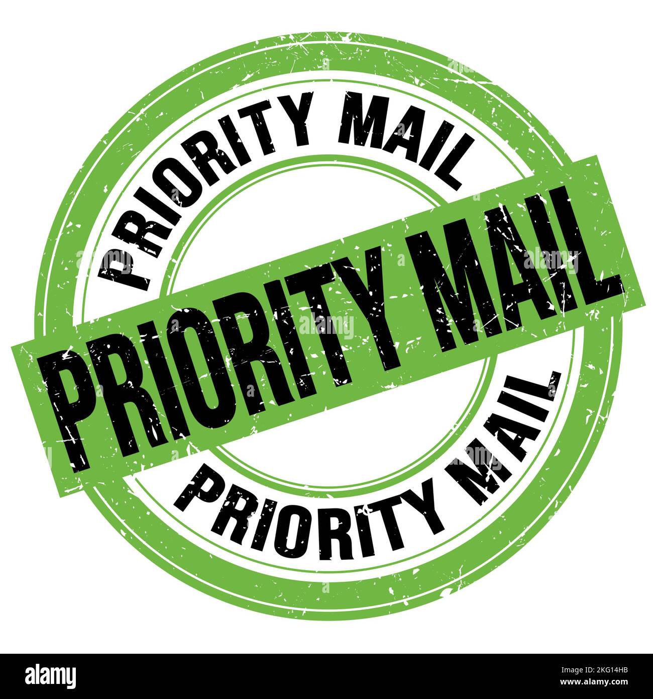 PRIORITY MAIL text written on green-black round grungy stamp sign Stock ...