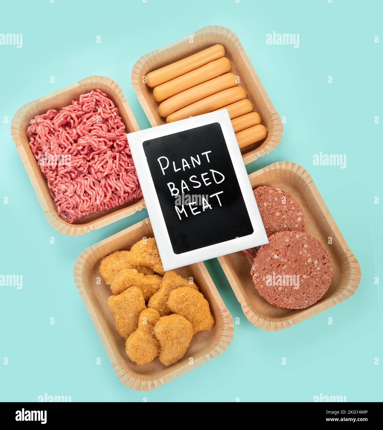 Variety of plant based meat. Plant based vegetarian alternative meat ...