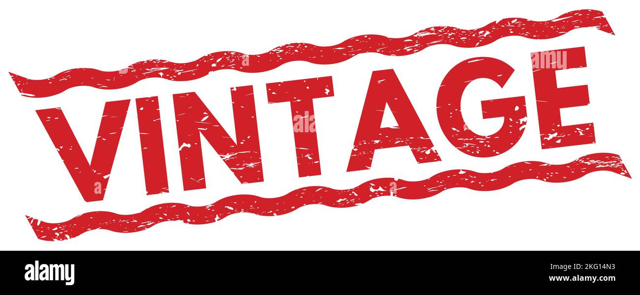 VINTAGE text written on red lines stamp sign Stock Photo - Alamy