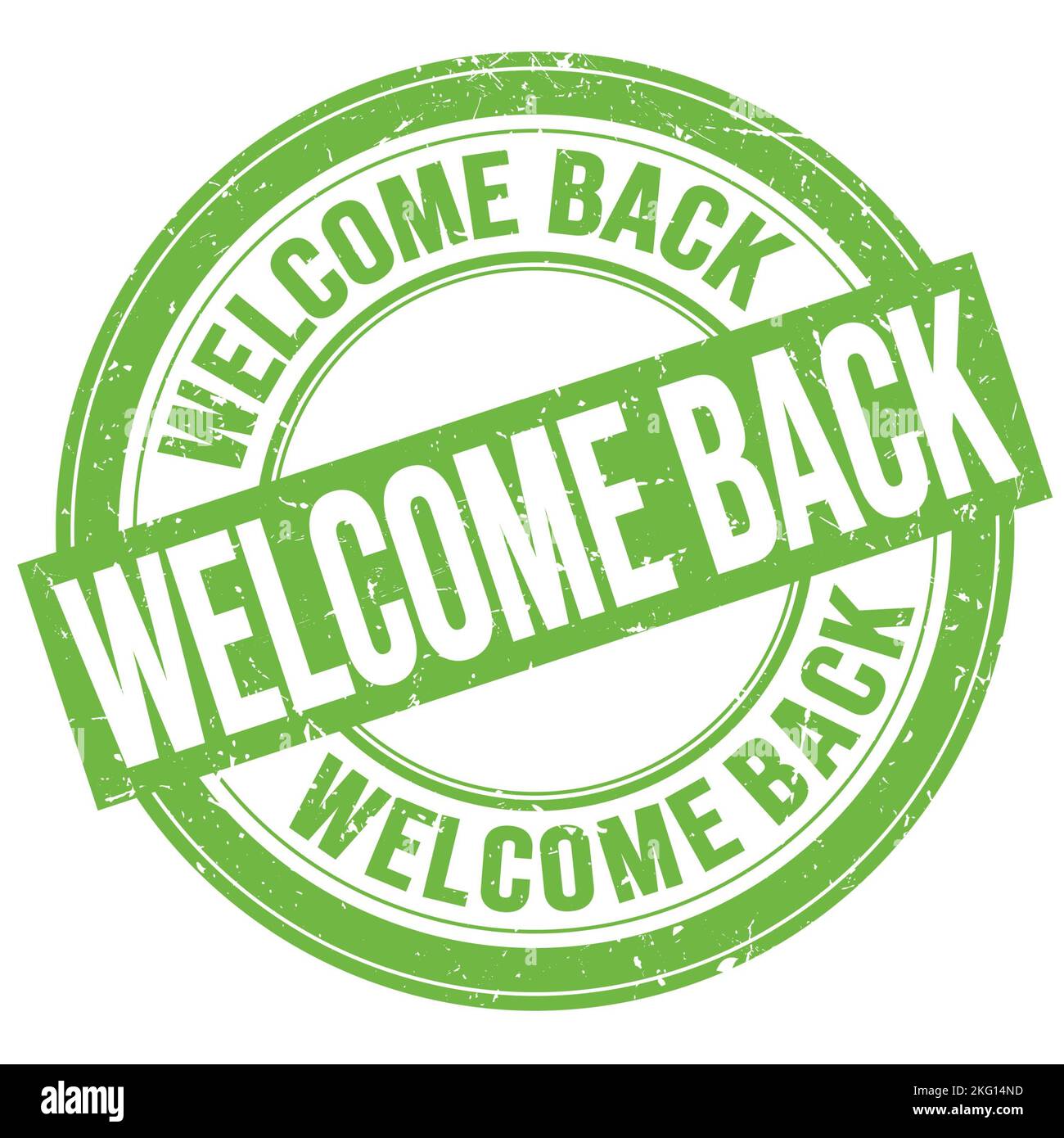 WELCOME BACK text written on green round grungy stamp sign Stock Photo ...