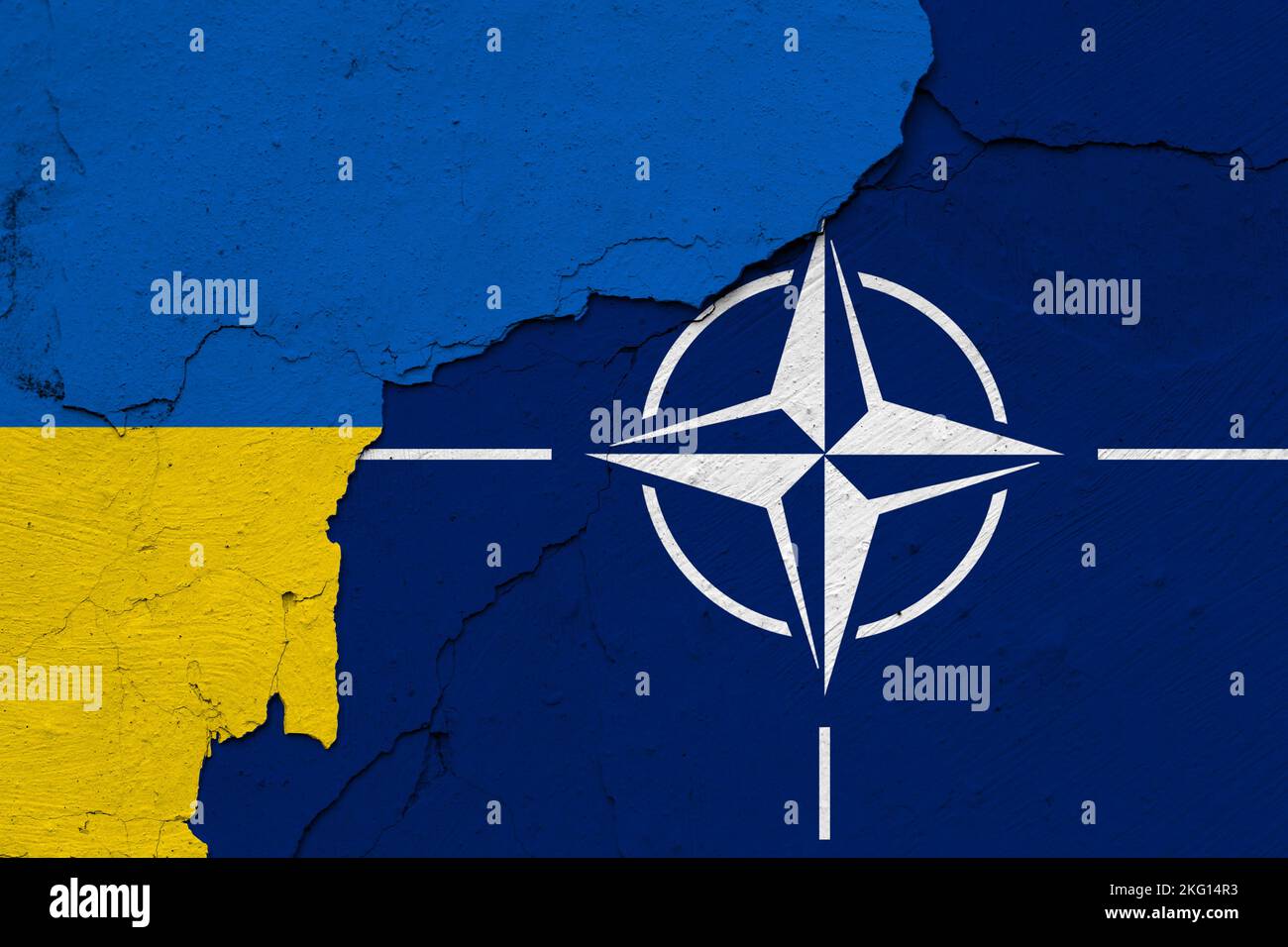 Ukraine and NATO flags. International relations Stock Photo - Alamy
