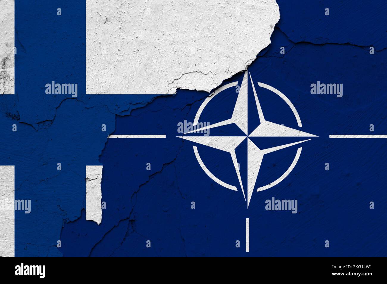 Finland and NATO flags. International relations Stock Photo - Alamy