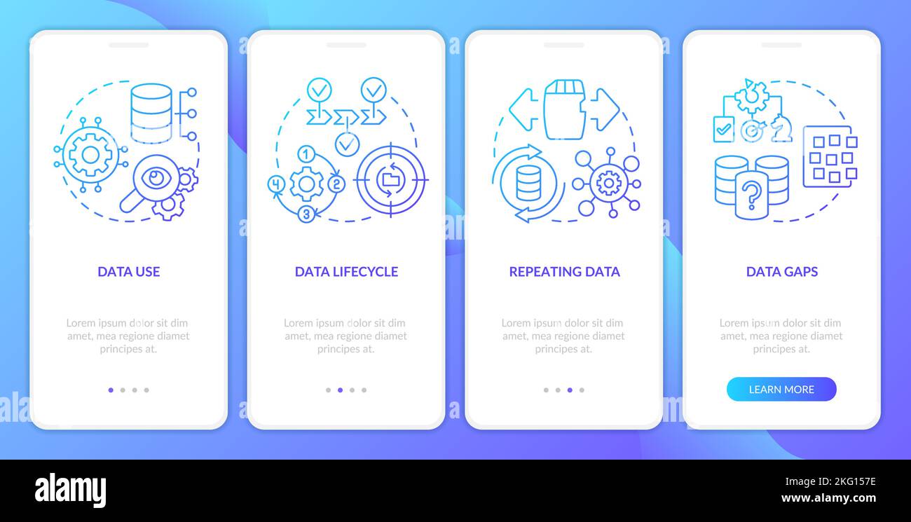 Information storage strategy blue gradient onboarding mobile app screen ...