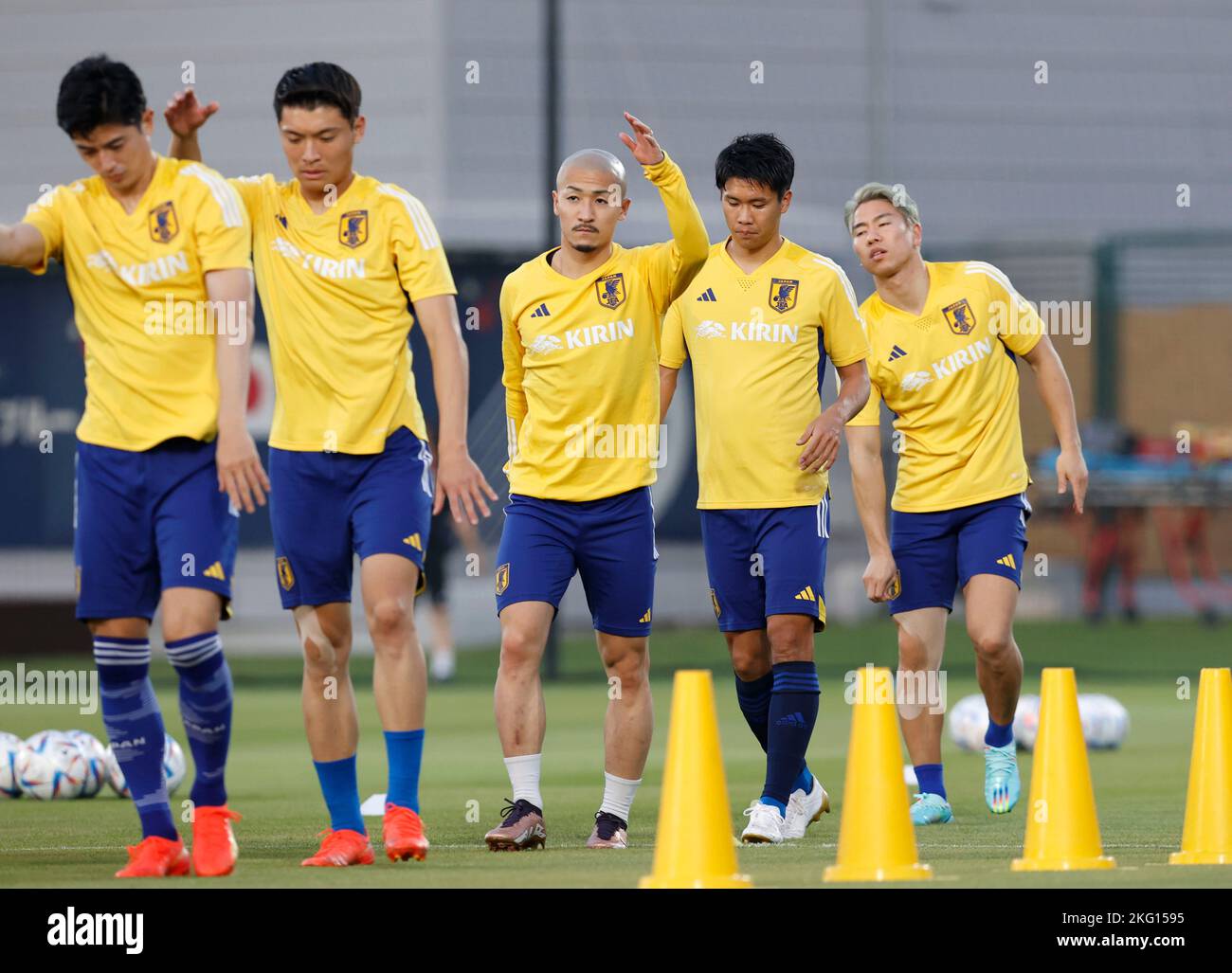 Doha, Qatar. 19th Nov, 2022. (R to L) Asano Takuma, Miki Yamane, Daizen Maeda (JPN) Football ...