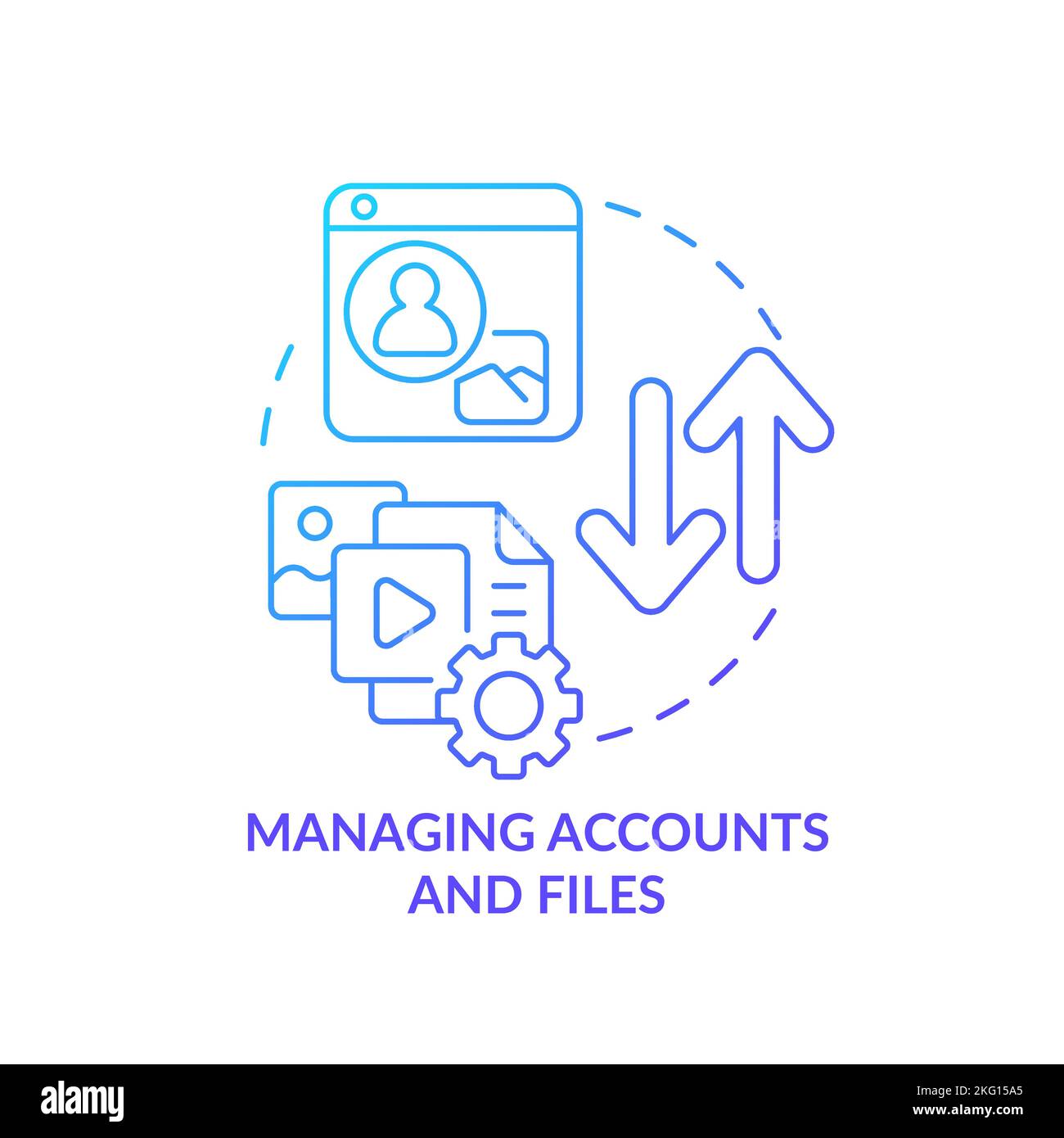 Managing Accounts And Files Blue Gradient Concept Icon Stock Vector