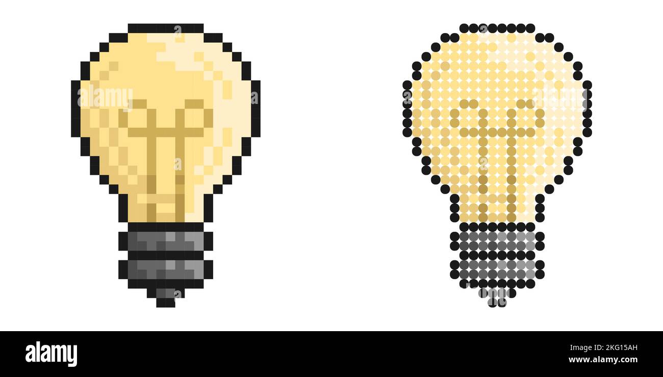 Pixel icon. Light bulb pear shaped. Symbol of ideas, inspiration ...
