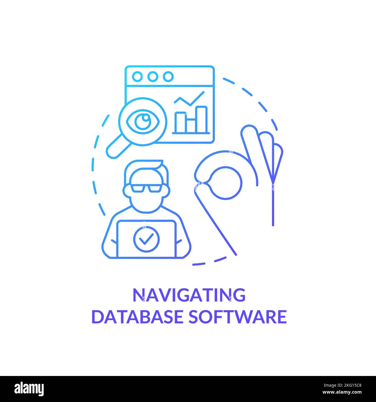 Navigating database software blue gradient concept icon Stock Vector Image & Art - Alamy