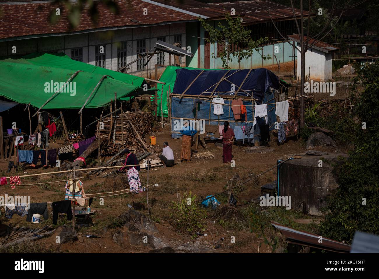 A general view shows an IDP camp close to the town of Dimawhso in Kayah ...